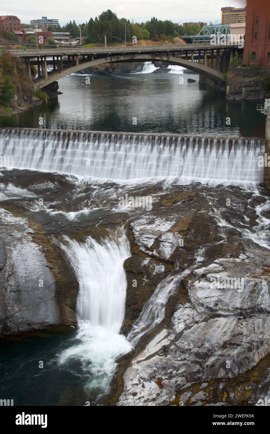 Lower Spokane Falls with Monroe Street Dam, Riverfront Park, Spokane ...