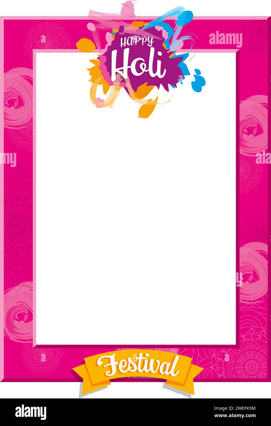 fuchsia color frame for photo booth of happy holi festival Stock Photo ...