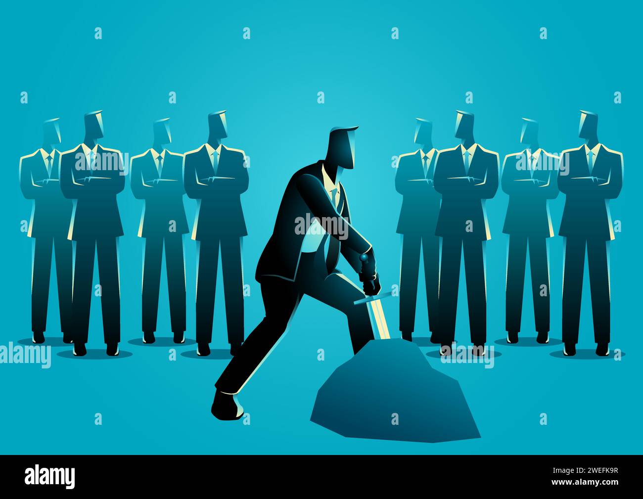Business concept vector illustration of businessman tries to draw a ...