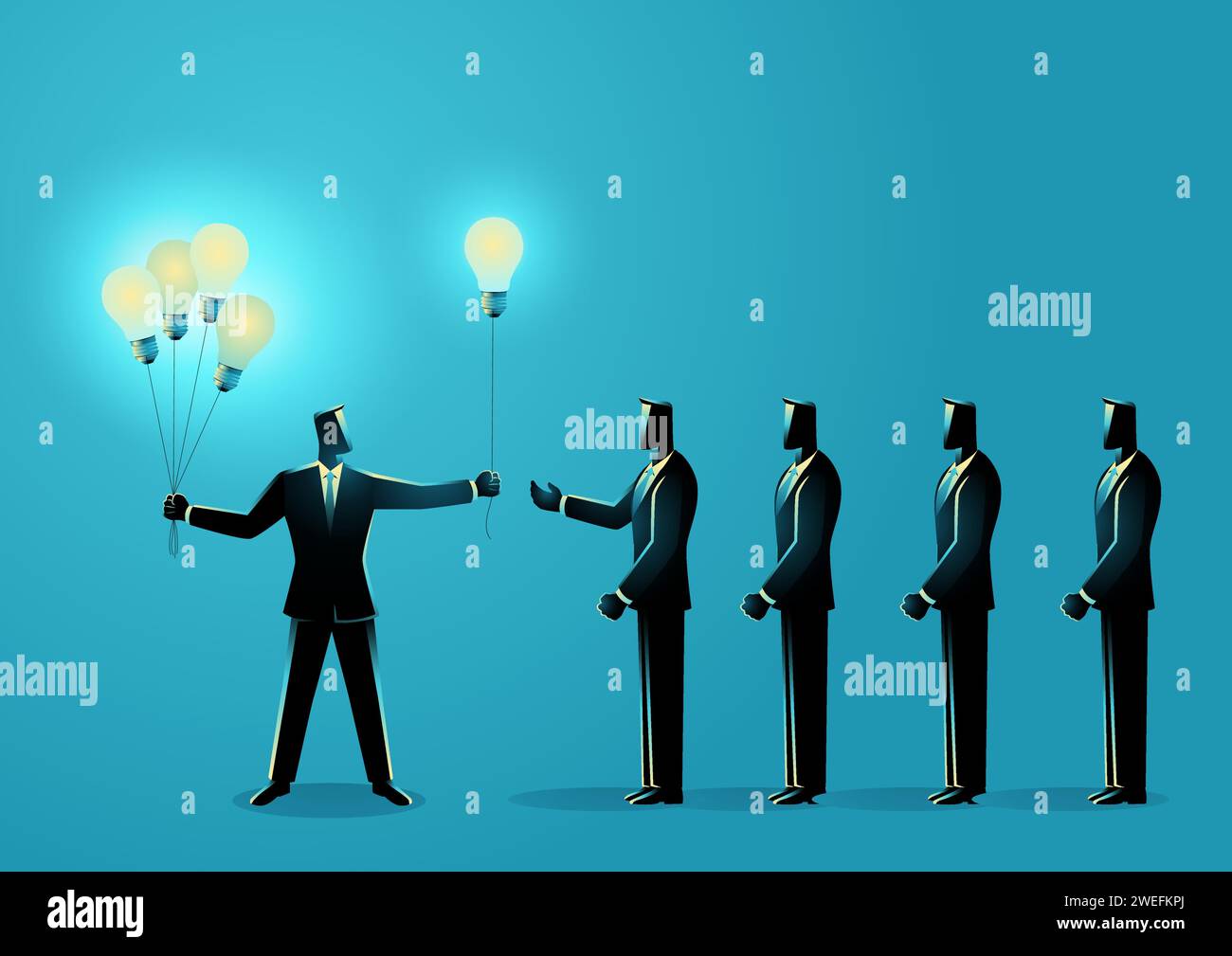 Business concept illustration of a businessman sharing knowledge to ...