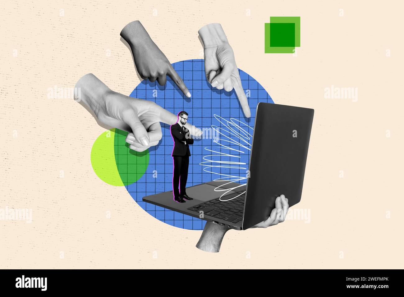 Horizontal photo collage of company workers discuss presentation on ...