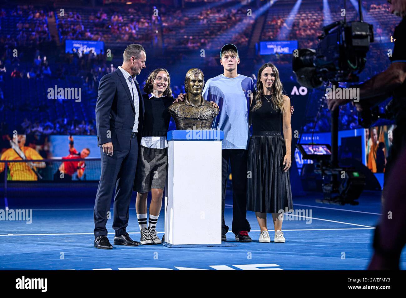 Paris, France. 24th Jan, 2024. Lleyton Hewitt with his wife Bec Hewitt ...