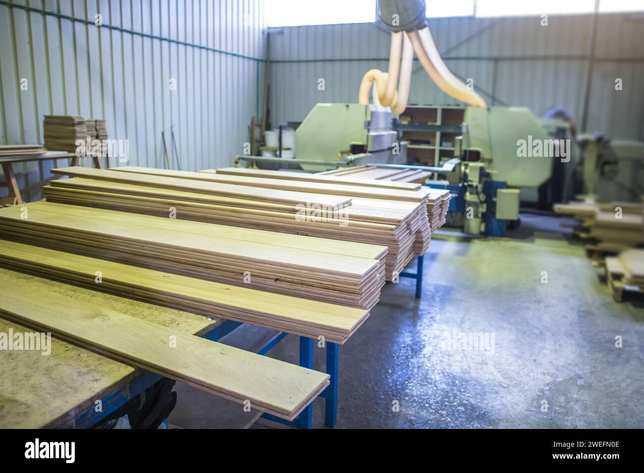 hardwood flooring planks in wood production factory Stock Photo - Alamy
