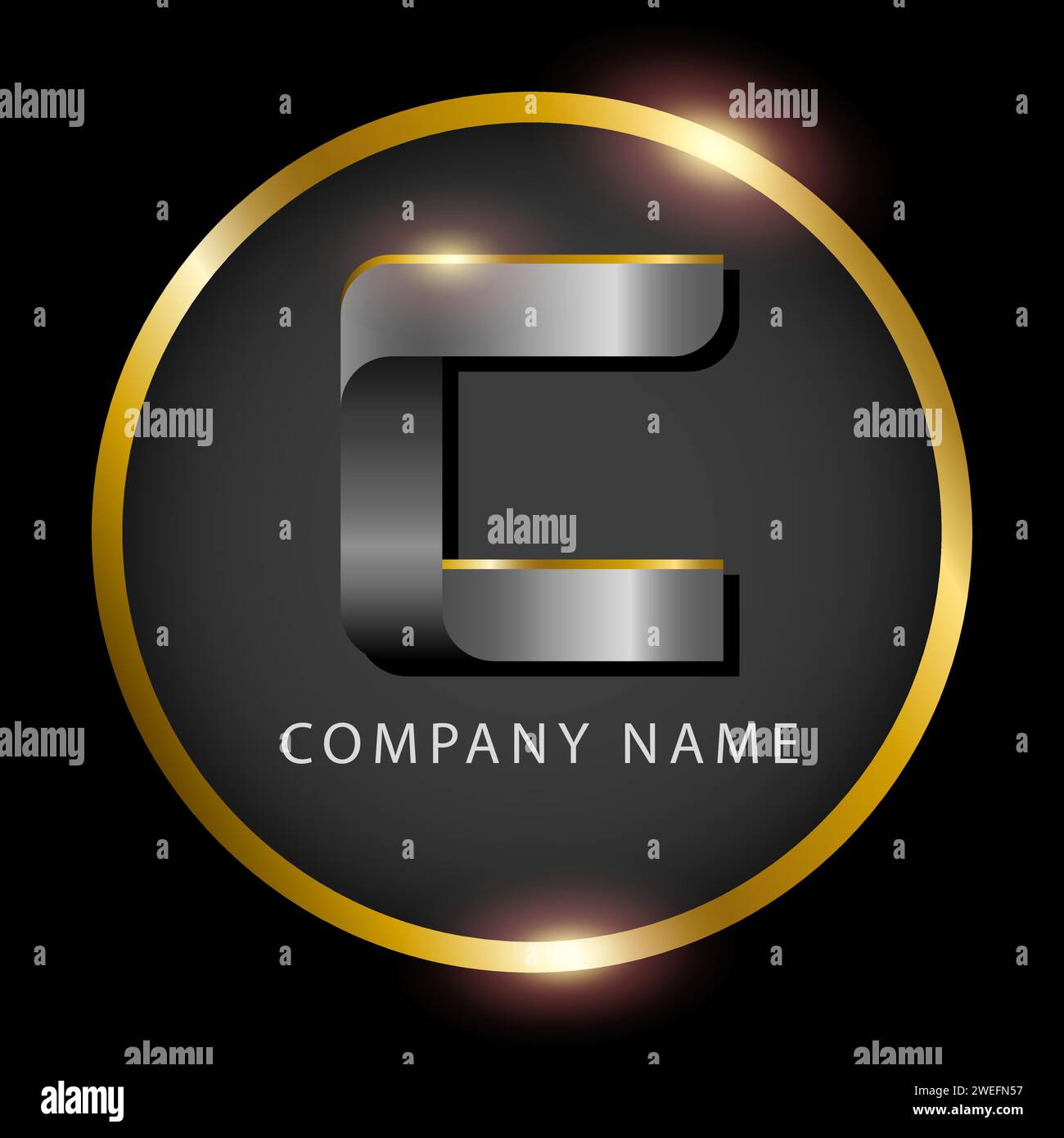 Luxury letter C in golden circle for premium brand identity or label ...