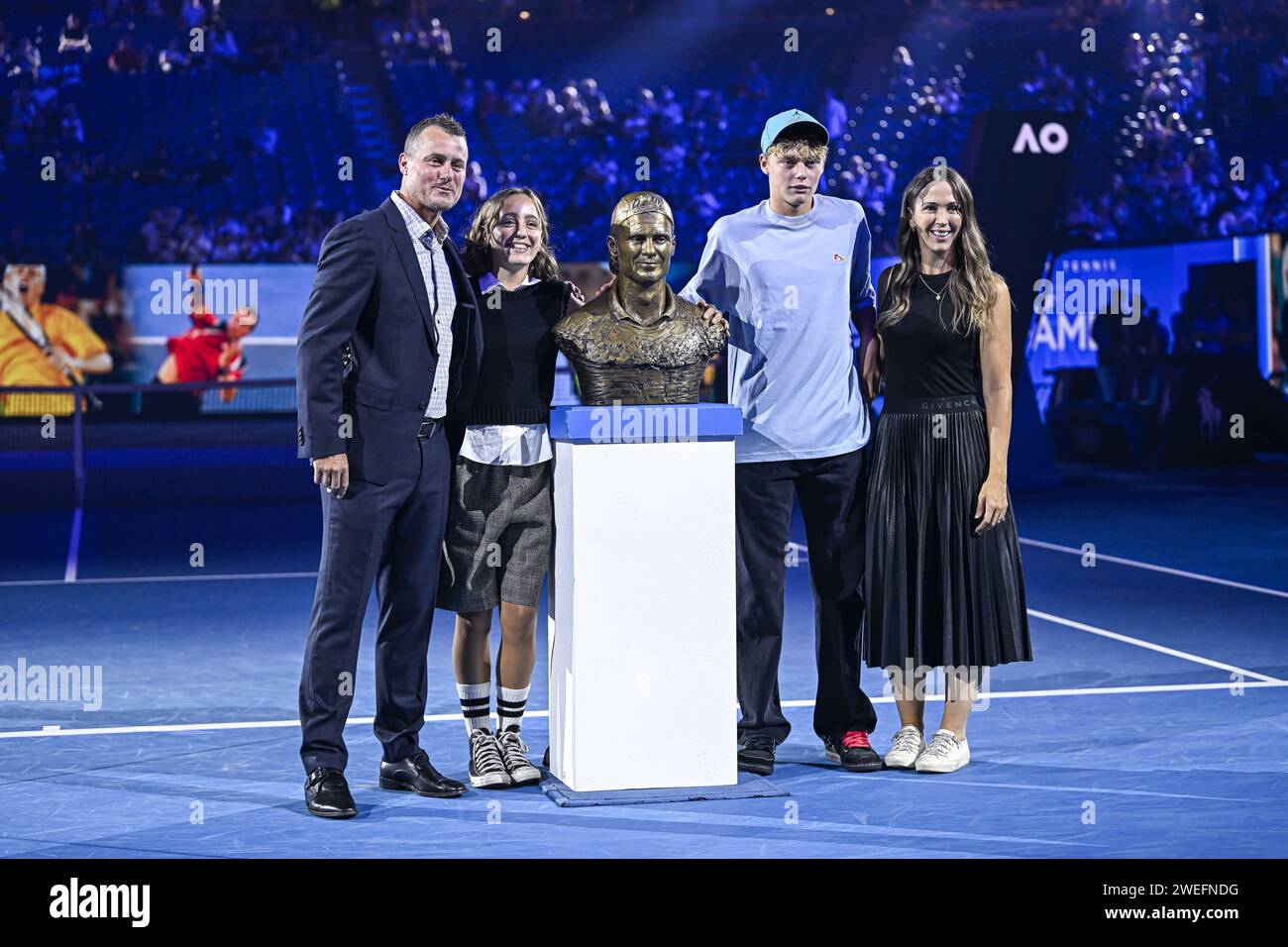 Lleyton Hewitt with his wife Bec Hewitt and children Ava Hewitt and ...