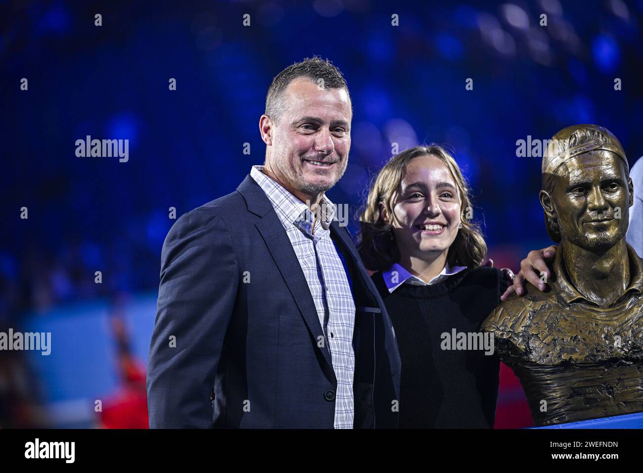 Lleyton Hewitt with his wife Bec Hewitt and child Ava Hewitt posing ...