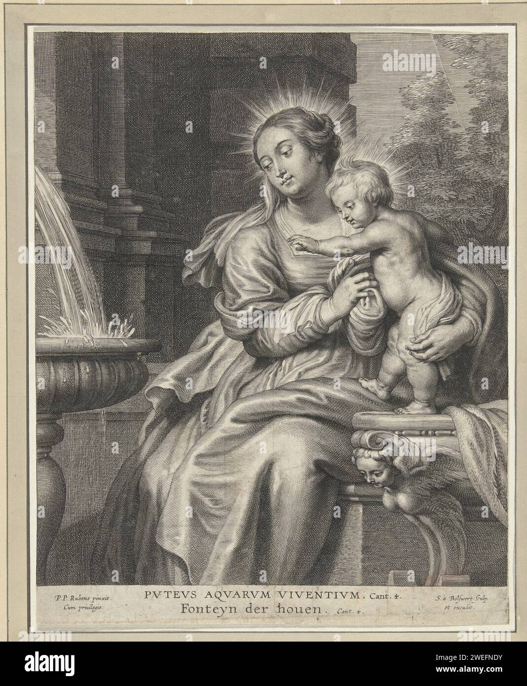 Maria with child at a fountain, Schelte Adamsz. Bolswert, after Peter ...