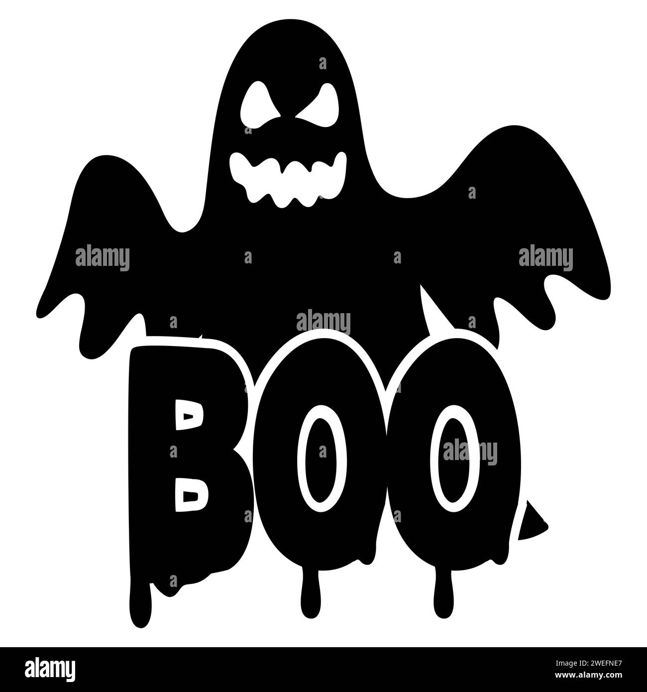 Simple flat vector illustration of a ghost with Boo text, Halloween ...