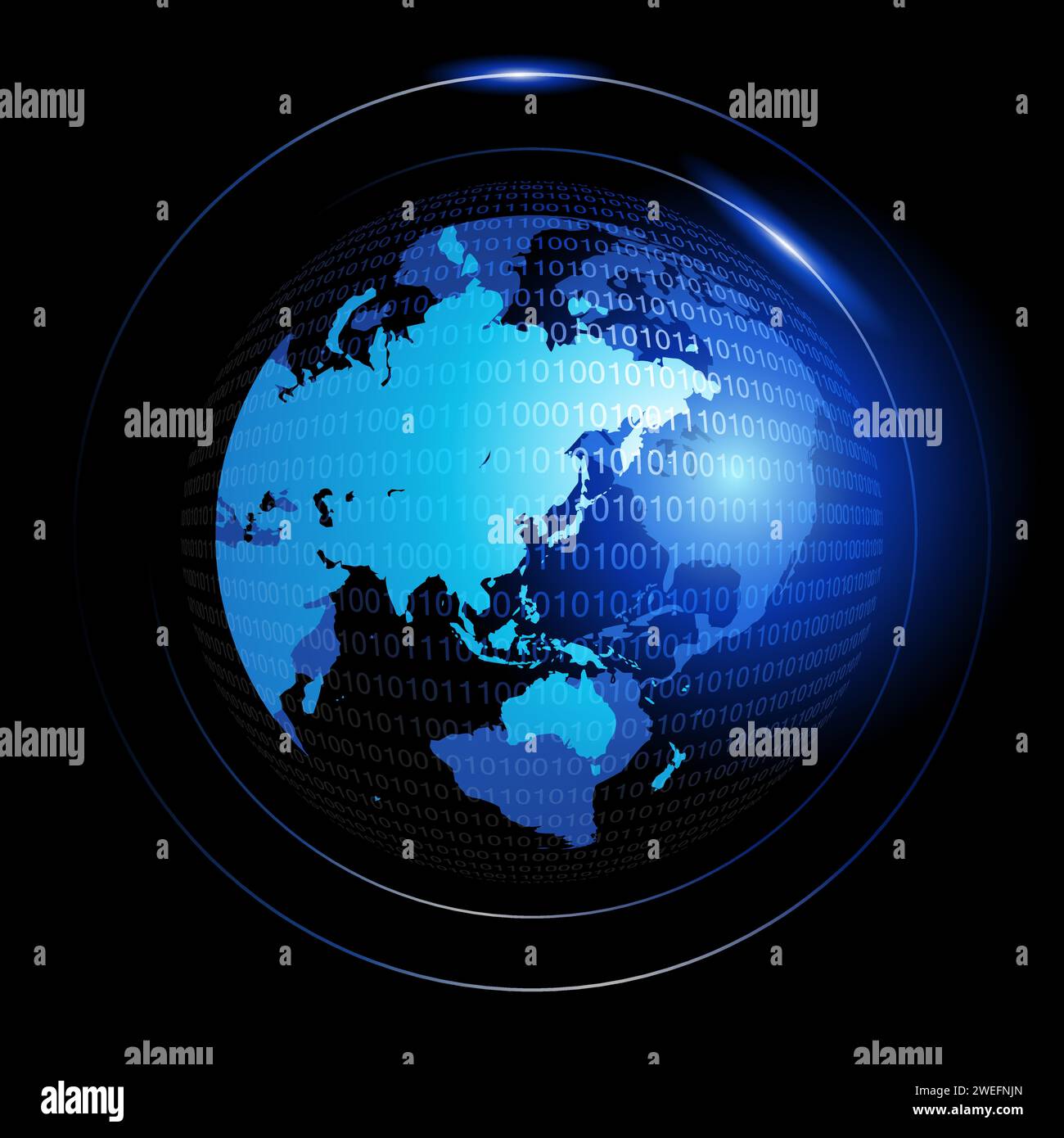 Vector Illustration Of Futuristic Earth In Binary Numbers Stock Vector Image And Art Alamy