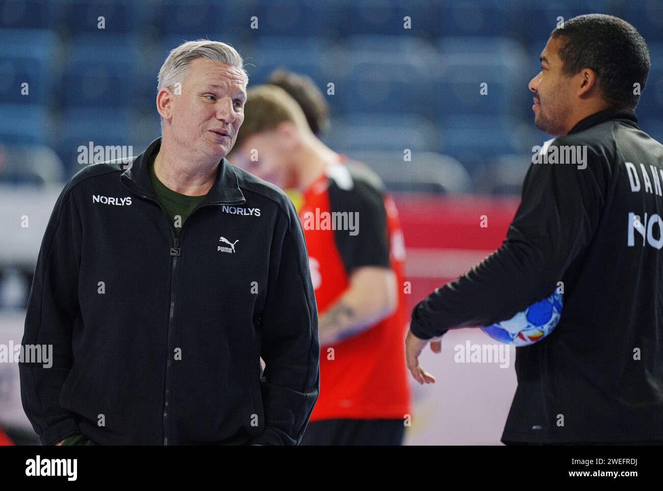 Coach Nikolaj Jacobsen and Mads Mensah Larsen during the Danish teams ...