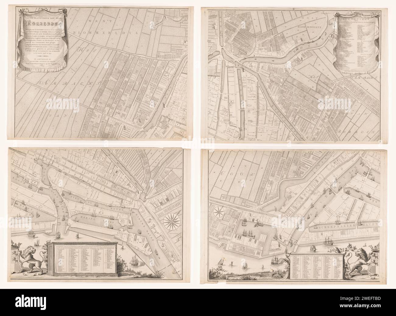 Map of Rotterdam, consisting of four parts, Cornelis van Baarsel, After ...