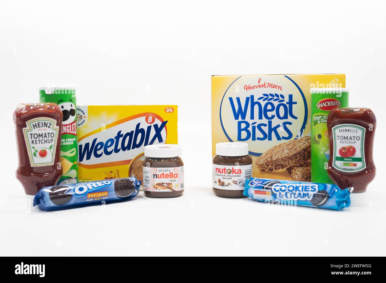 A line-up of well-known consumer products (left to right) Heinz tomato ...