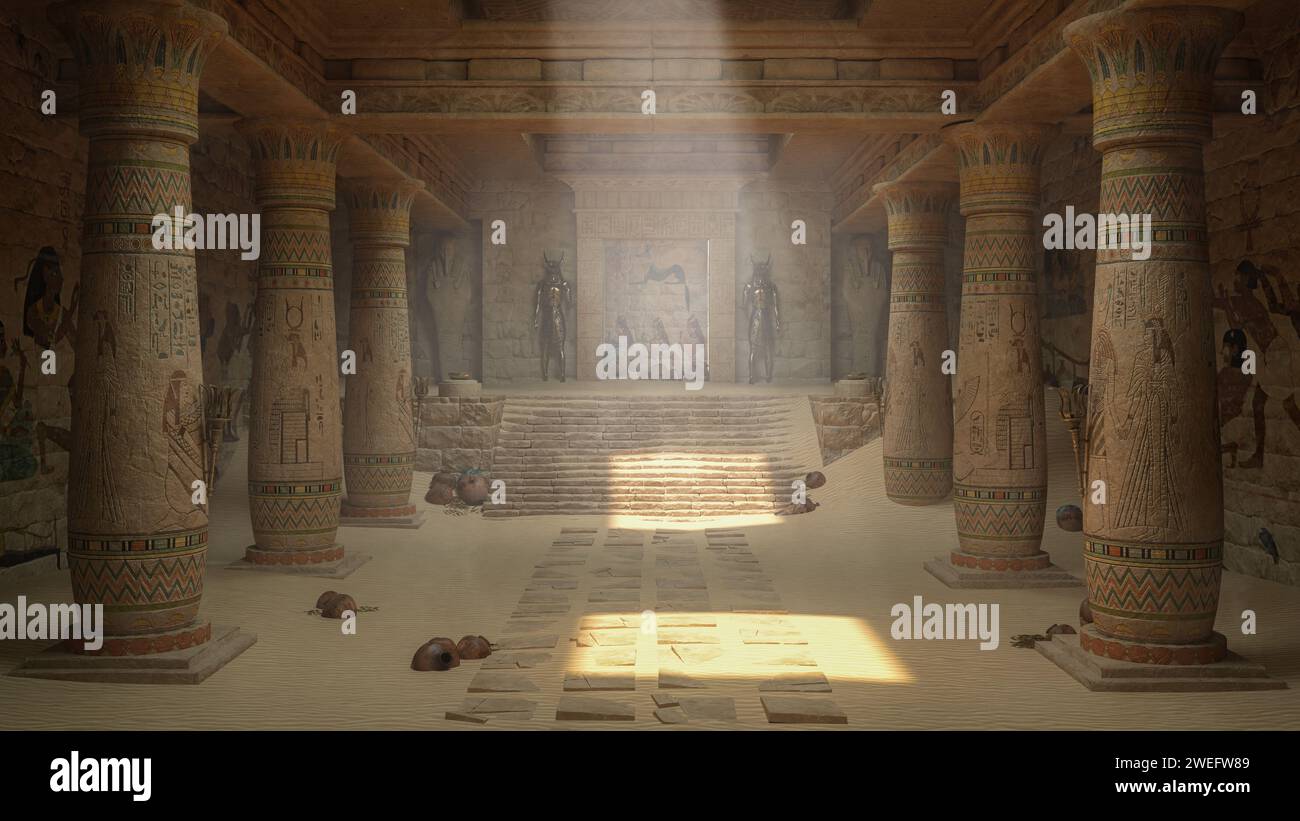Egyptian temple 3d illustration hi-res stock photography and images - Alamy