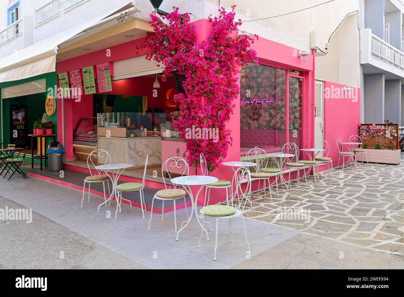 Kos, Greece - May 12, 2023: Ice cream shop in the coastal village of ...