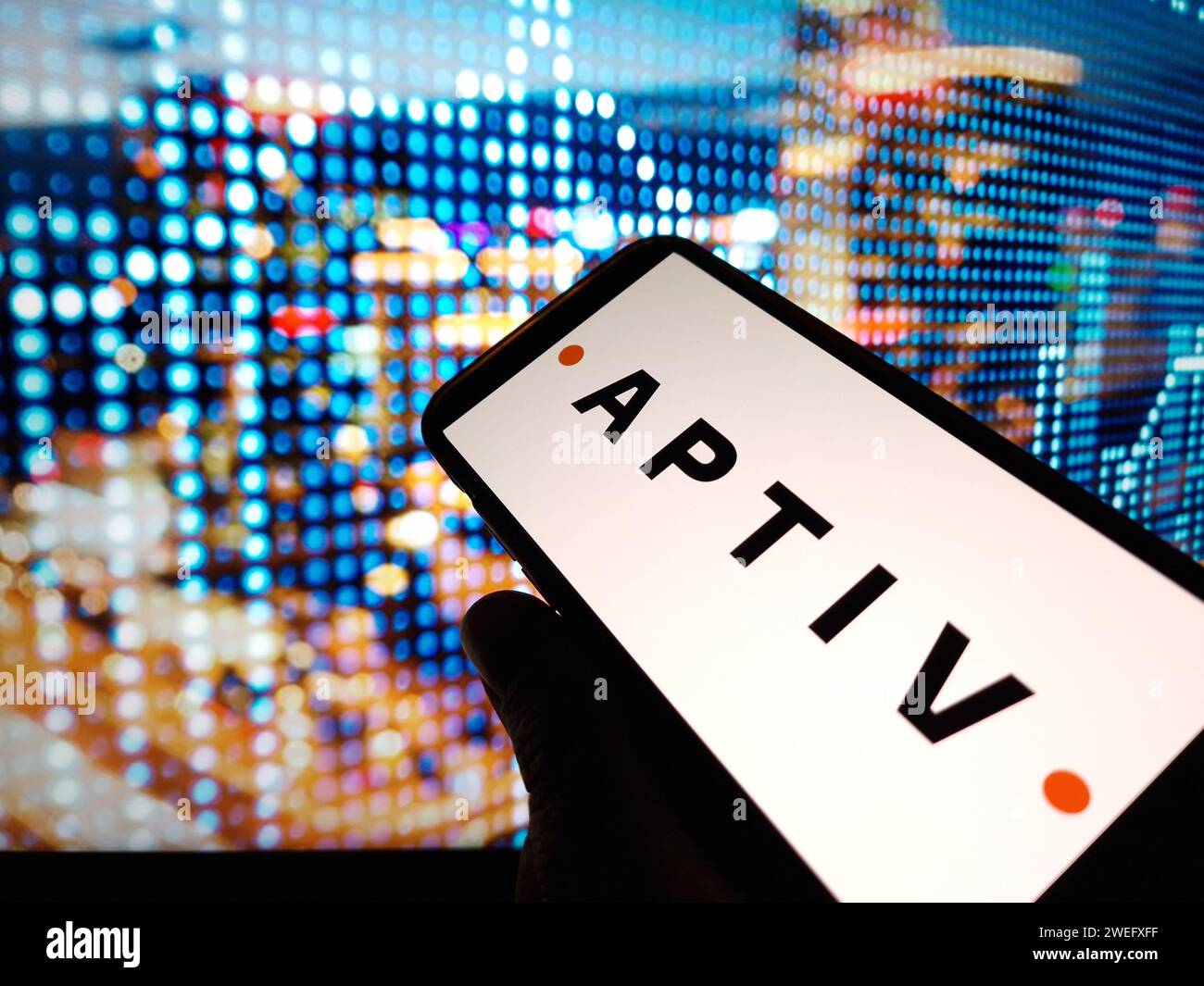 Konskie, Poland - January 24, 2024: Aptiv company logo displayed on ...
