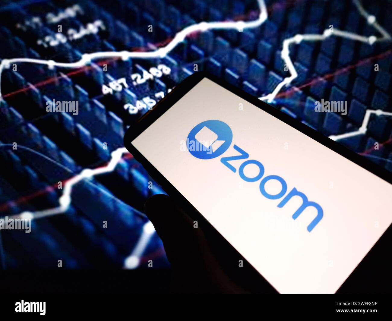 Konskie, Poland - January 24, 2024: Zoom company logo displayed on ...