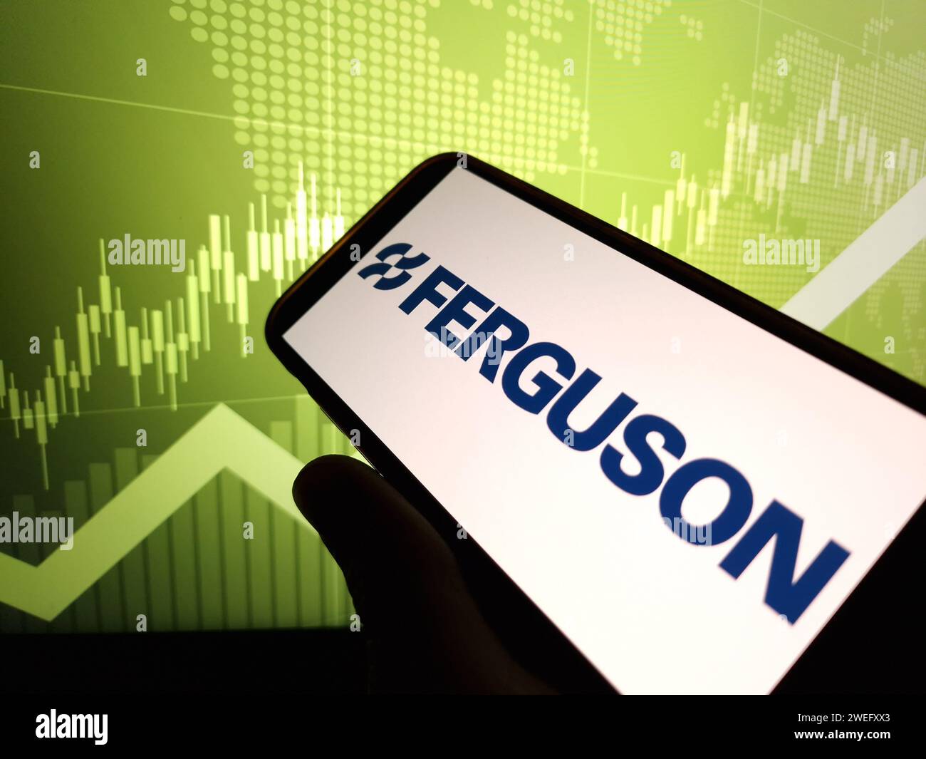 Konskie, Poland - January 24, 2024: Ferguson company logo displayed on ...