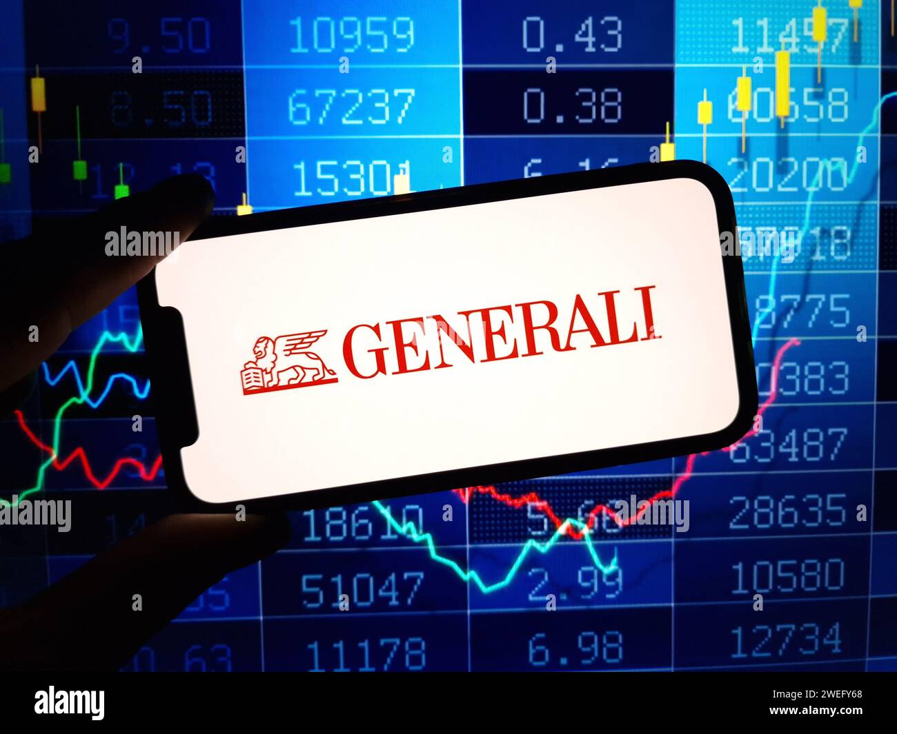 Konskie, Poland - January 24, 2024: Generali company logo displayed on ...