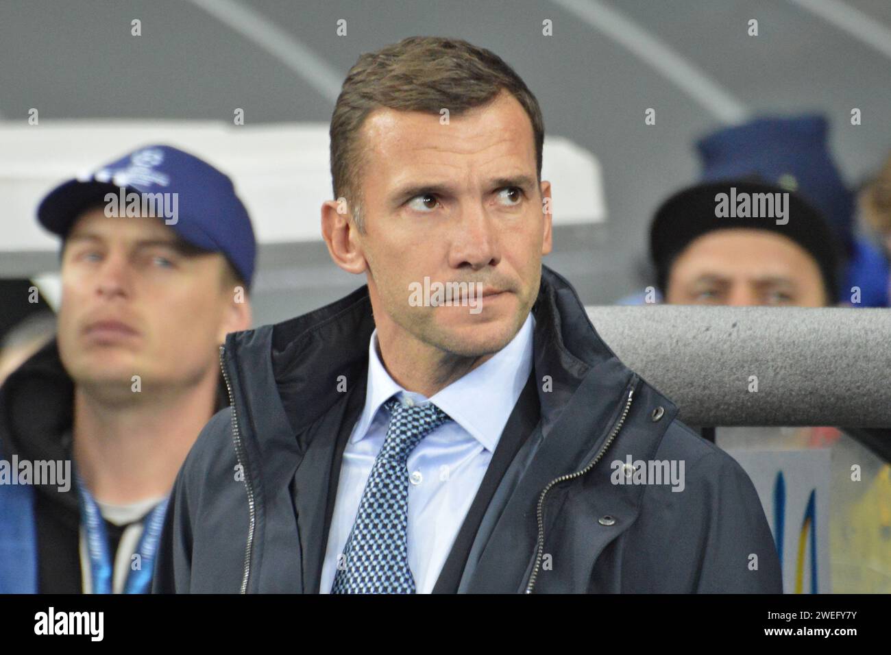 Kyiv, Ukraine. 14th Oct, 2019. Ukraine coach Andriy Shevchenko, seen ...