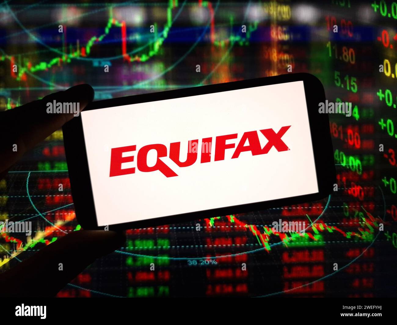 Konskie, Poland - January 24, 2024: Equifax company logo displayed on mobile phone screen Stock ...