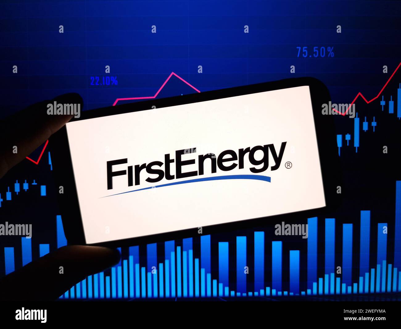 Konskie, Poland - January 24, 2024: FirstEnergy company logo displayed ...