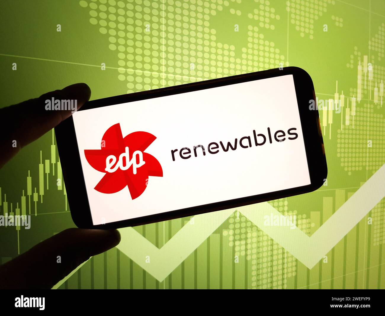 Konskie, Poland - January 24, 2024: EDP Renewables company logo displayed on mobile phone screen ...