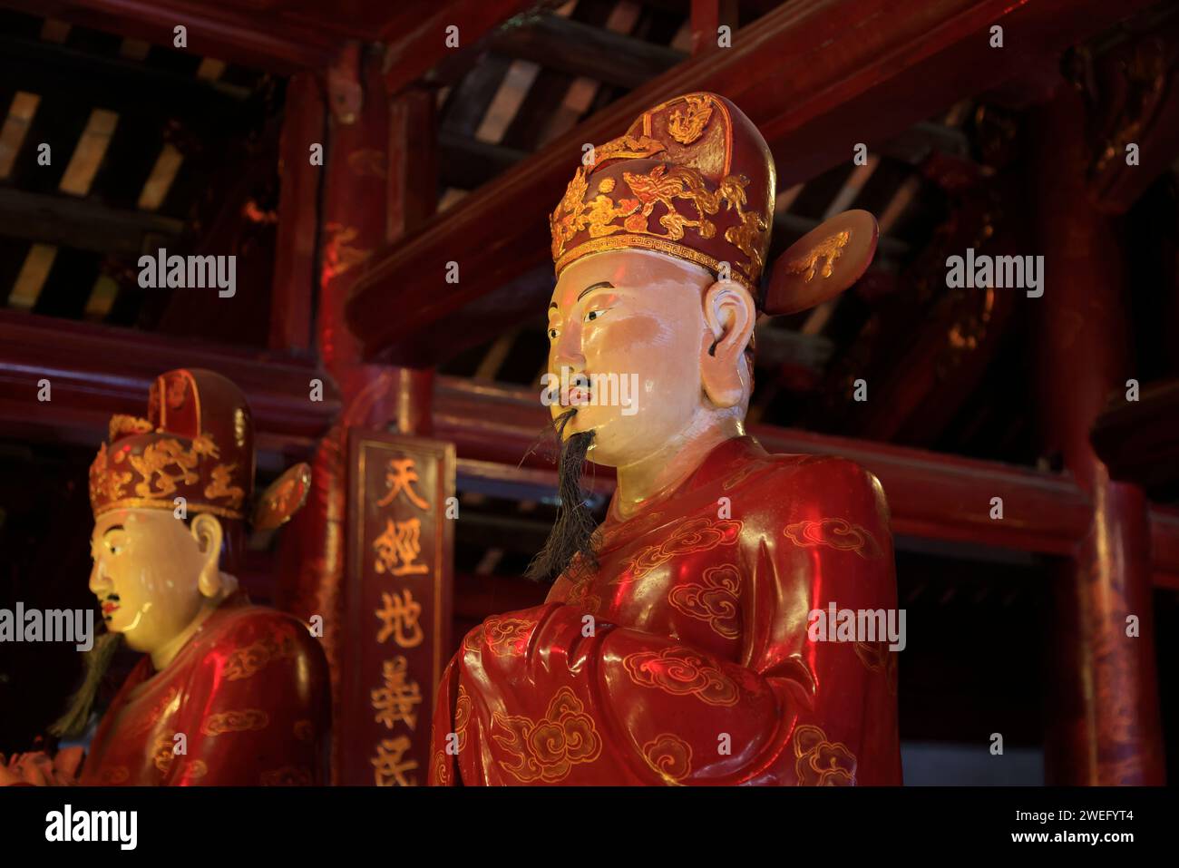 Statues of the Ceremonial Room in the Temple of Literature in Hanoi ...