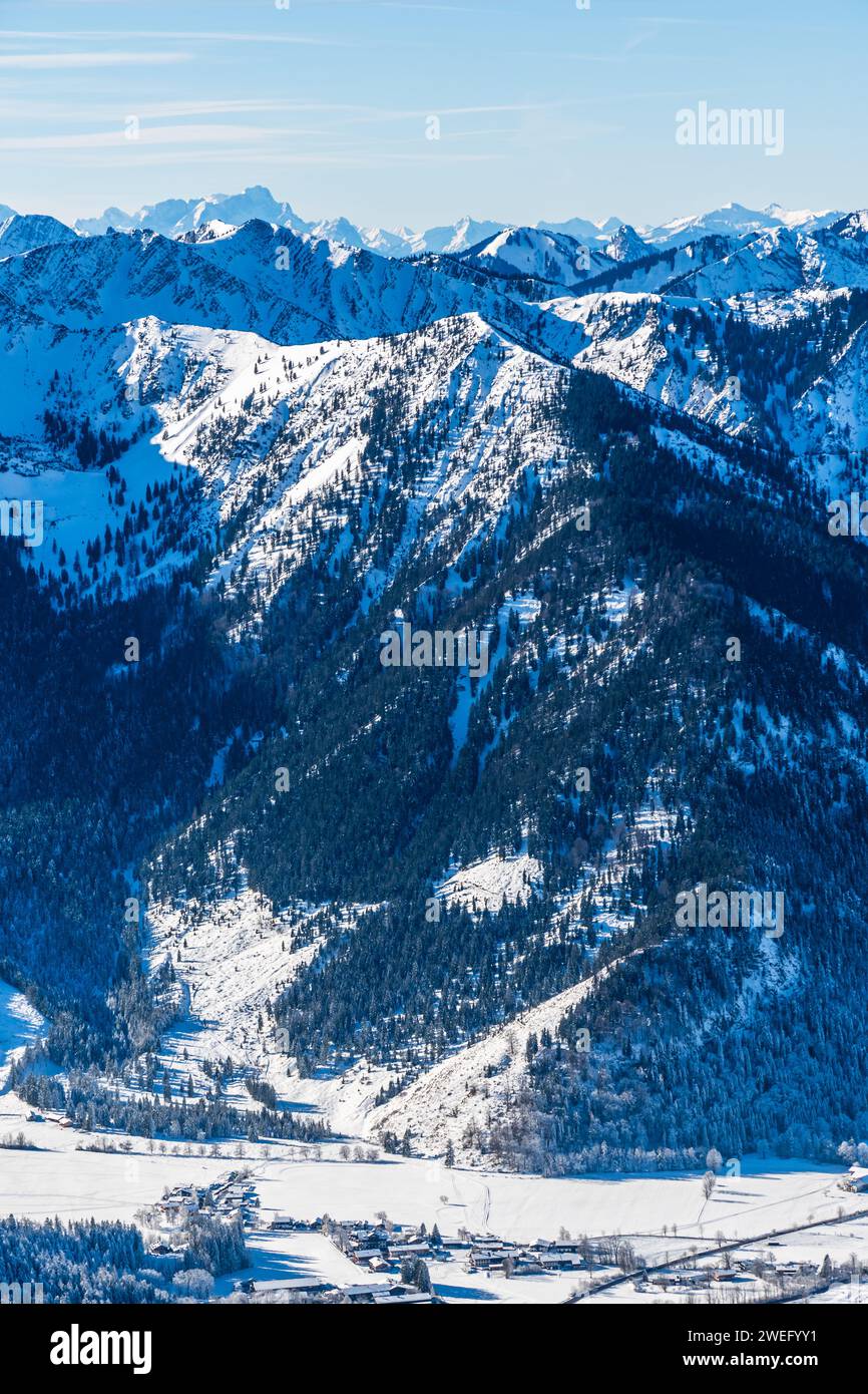 View of the German and Austrian Alps with Zugspitze from the 1838 meter ...