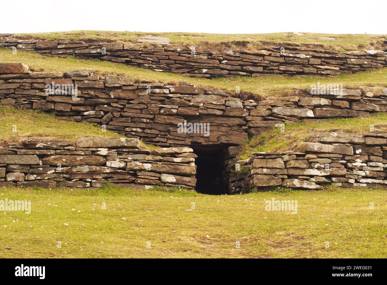 Wideford Hill, Neolithic chambered cairn, showing the entrance and ...
