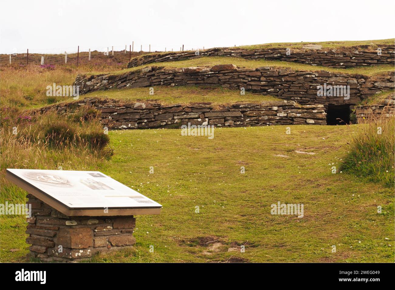 Wideford Hill, Neolithic chambered cairn, showing the entrance and ...