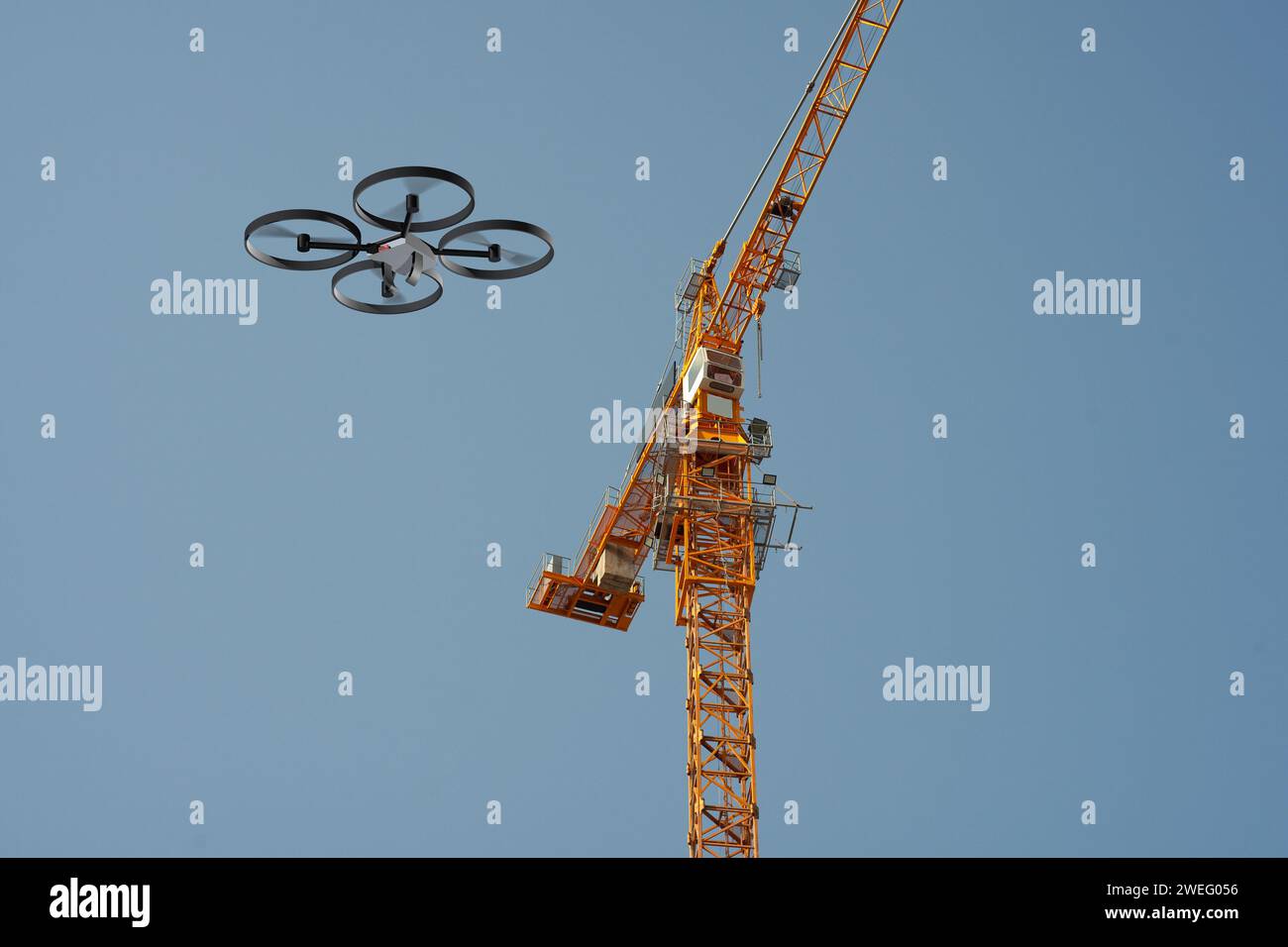 Construction crane tower flying hi-res stock photography and images - Alamy
