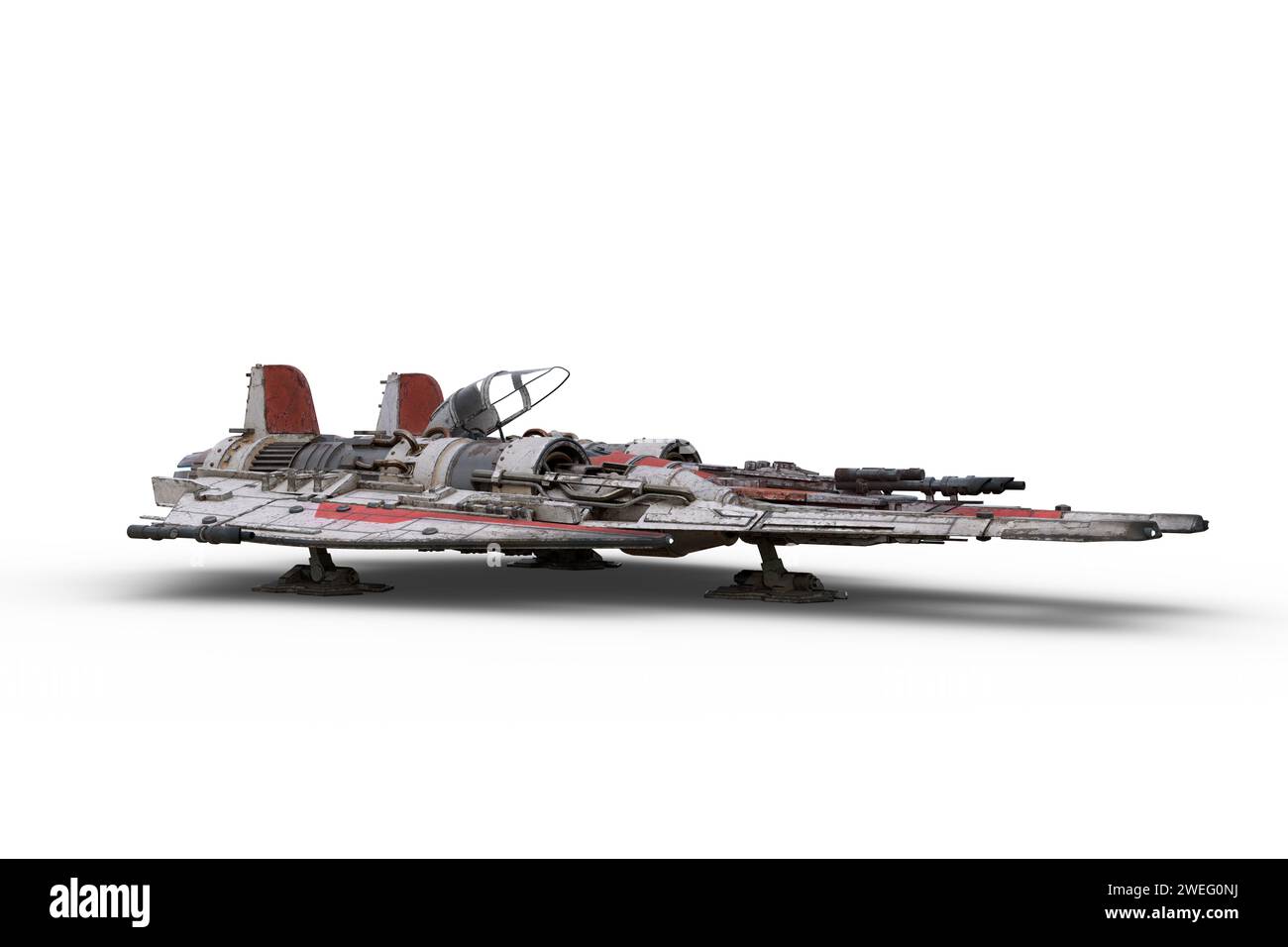 3D illustration of a science fiction fantasy fighter jet powered space ...