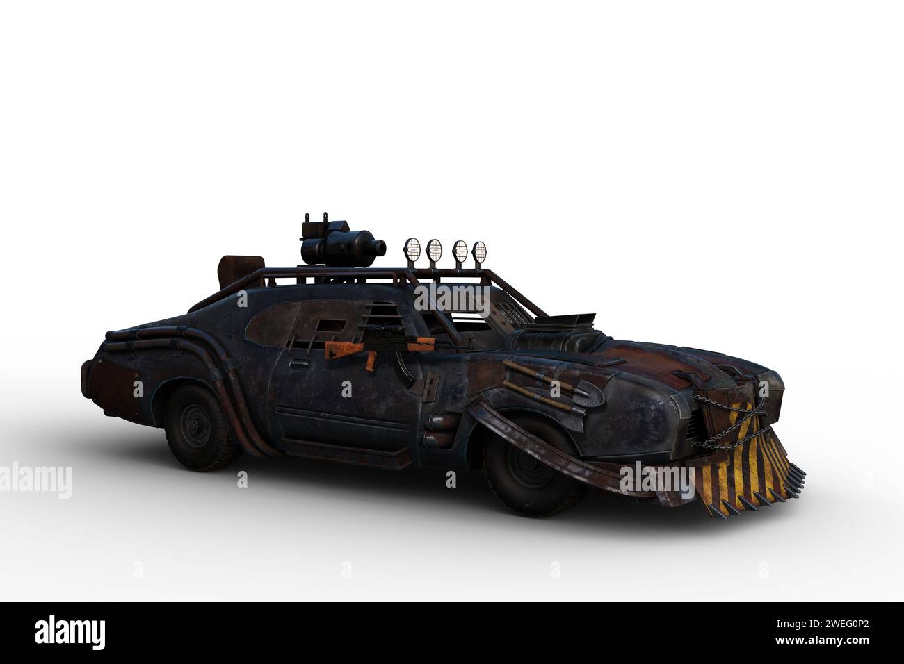 3D illustration of an armoured car from a fantasy zombie apocalypse ...