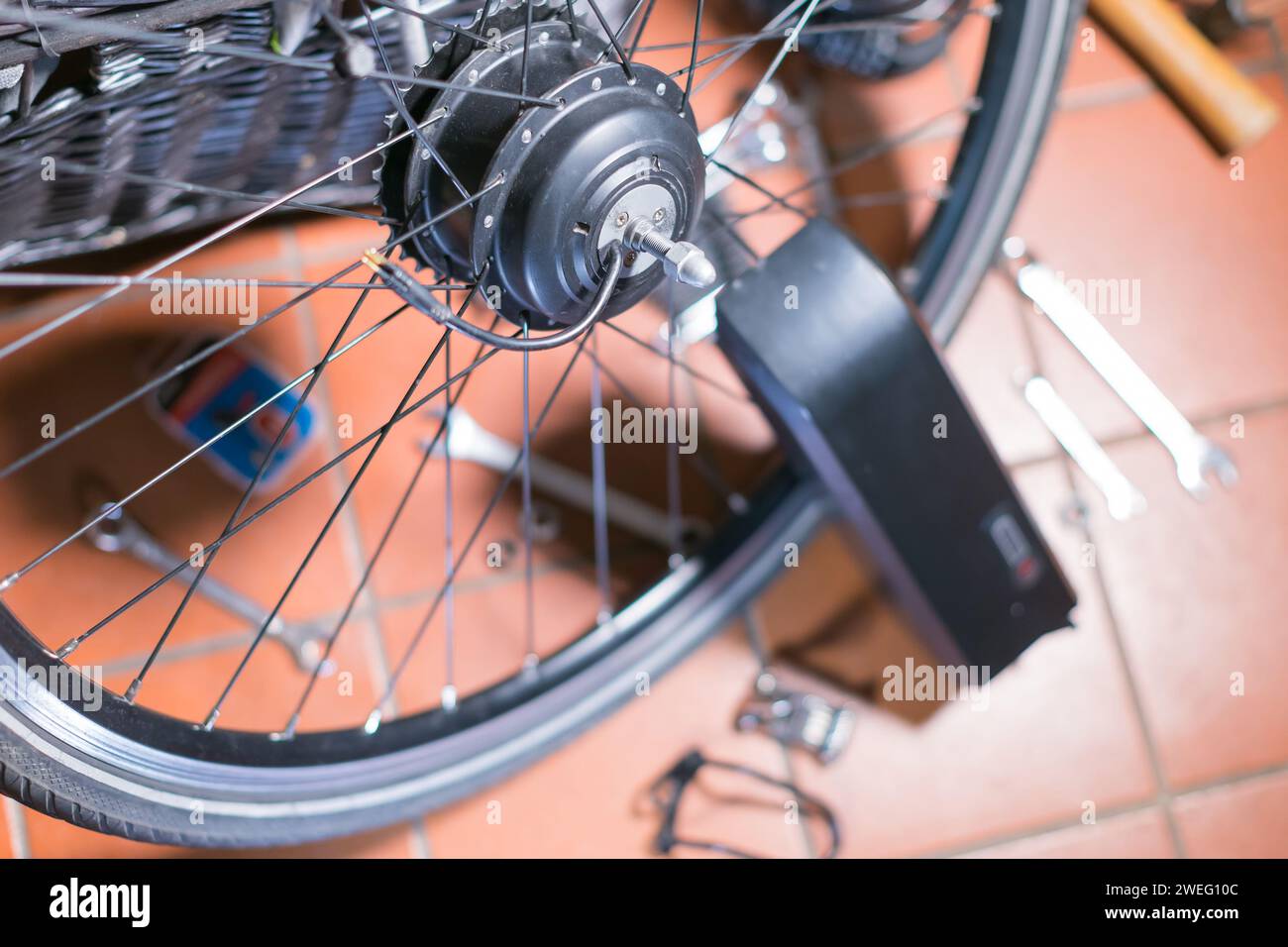 electric bike kit with wheel and battery Stock Photo - Alamy