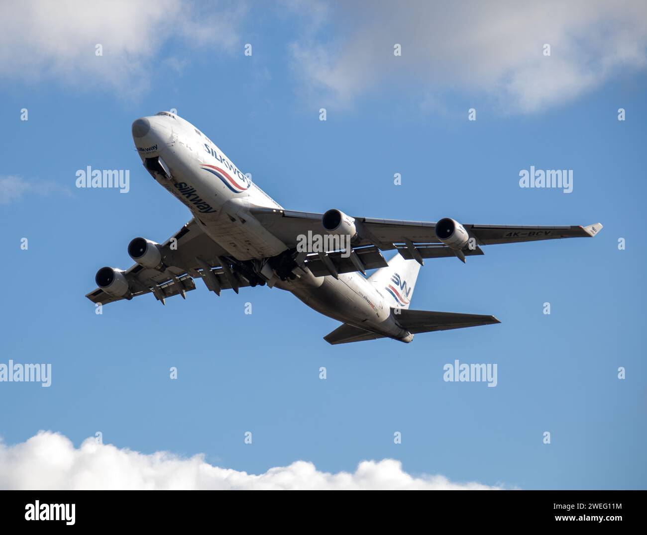 Silkway Boeing 747 take off from Budapest Airport Stock Photo - Alamy