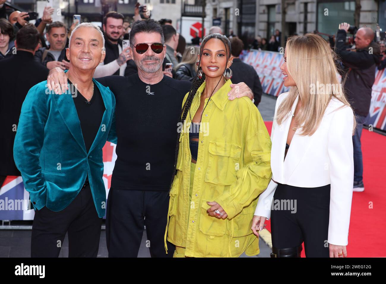 Simon Cowell, Alesha Dixon, Amanda Holden, Bruno Tonioli attend the red ...