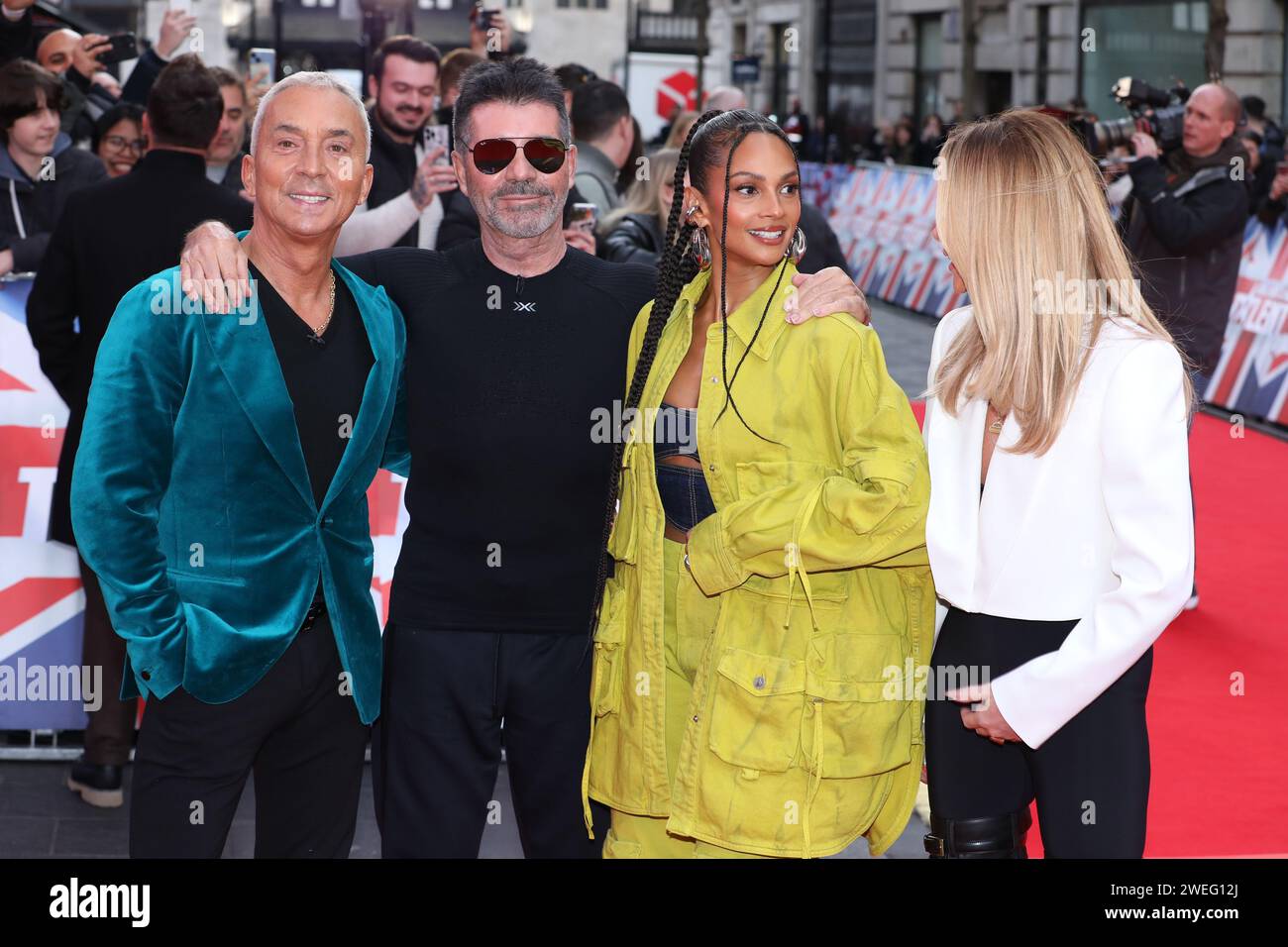 Simon Cowell, Alesha Dixon, Amanda Holden, Bruno Tonioli attend the red ...