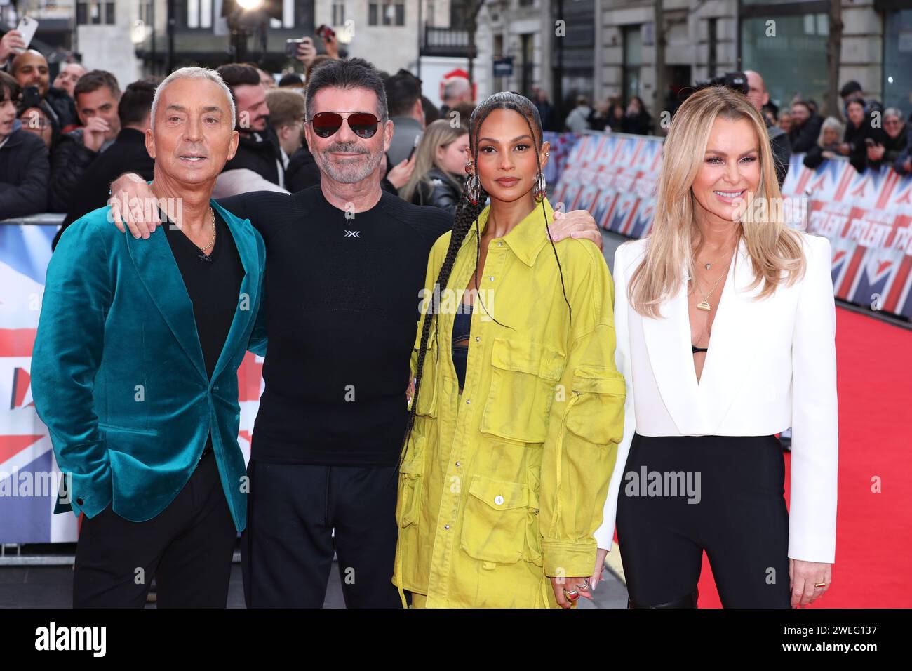 Simon Cowell, Alesha Dixon, Amanda Holden, Bruno Tonioli attend the red ...