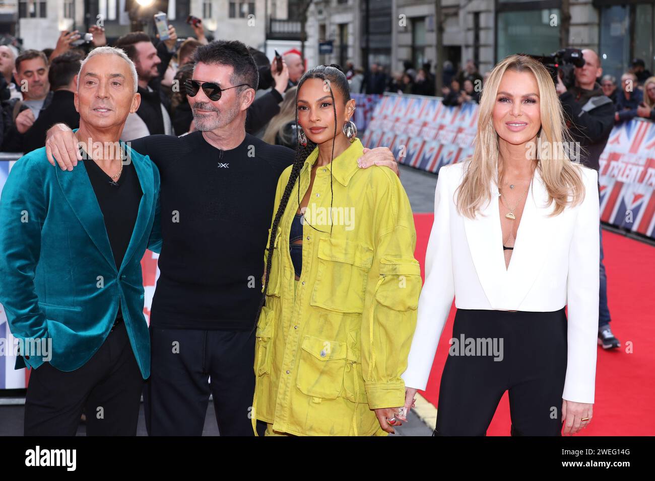 Simon Cowell, Alesha Dixon, Amanda Holden, Bruno Tonioli attend the red ...