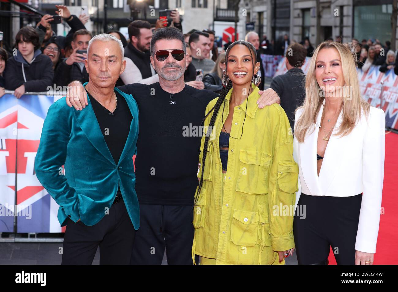 Simon Cowell, Alesha Dixon, Amanda Holden, Bruno Tonioli attend the red ...