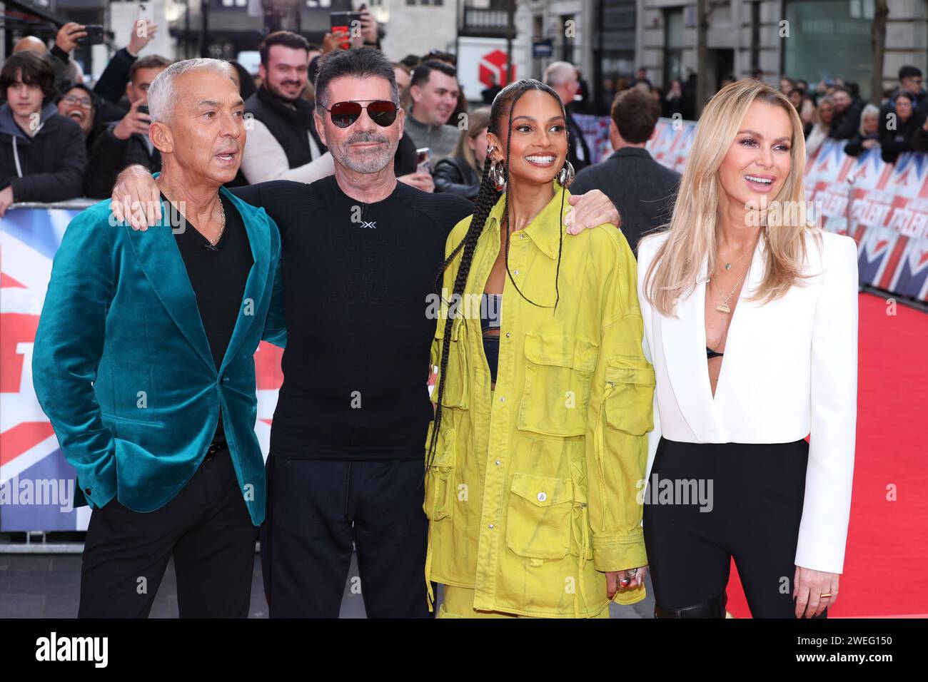 Simon Cowell, Alesha Dixon, Amanda Holden, Bruno Tonioli attend the red ...