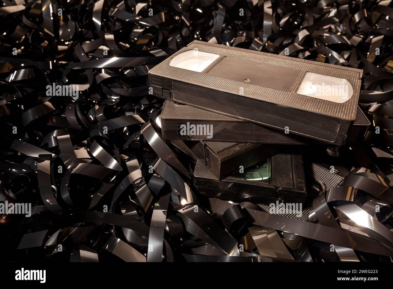 VHS cassettes on full frame of magnetic tape Stock Photo - Alamy