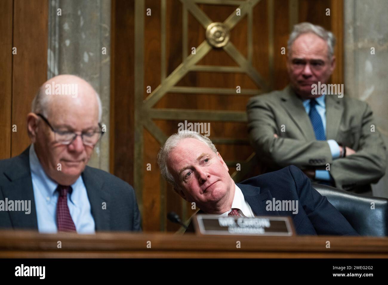 UNITED STATES - JANUARY 25: From left, Chairman Ben Cardin, D-Md., Sens ...