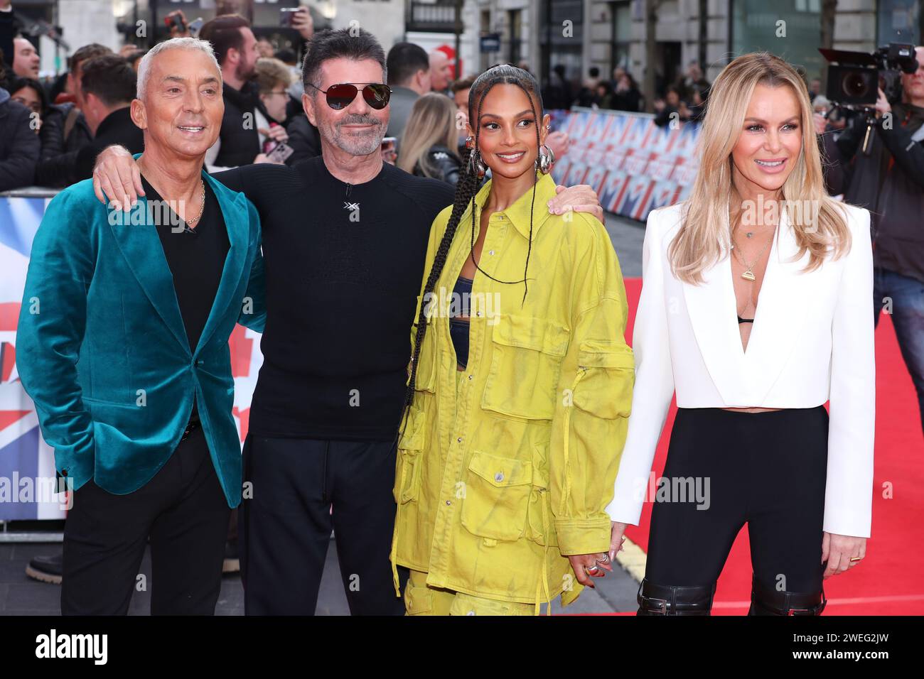 Simon Cowell, Alesha Dixon, Amanda Holden, Bruno Tonioli attend the red ...