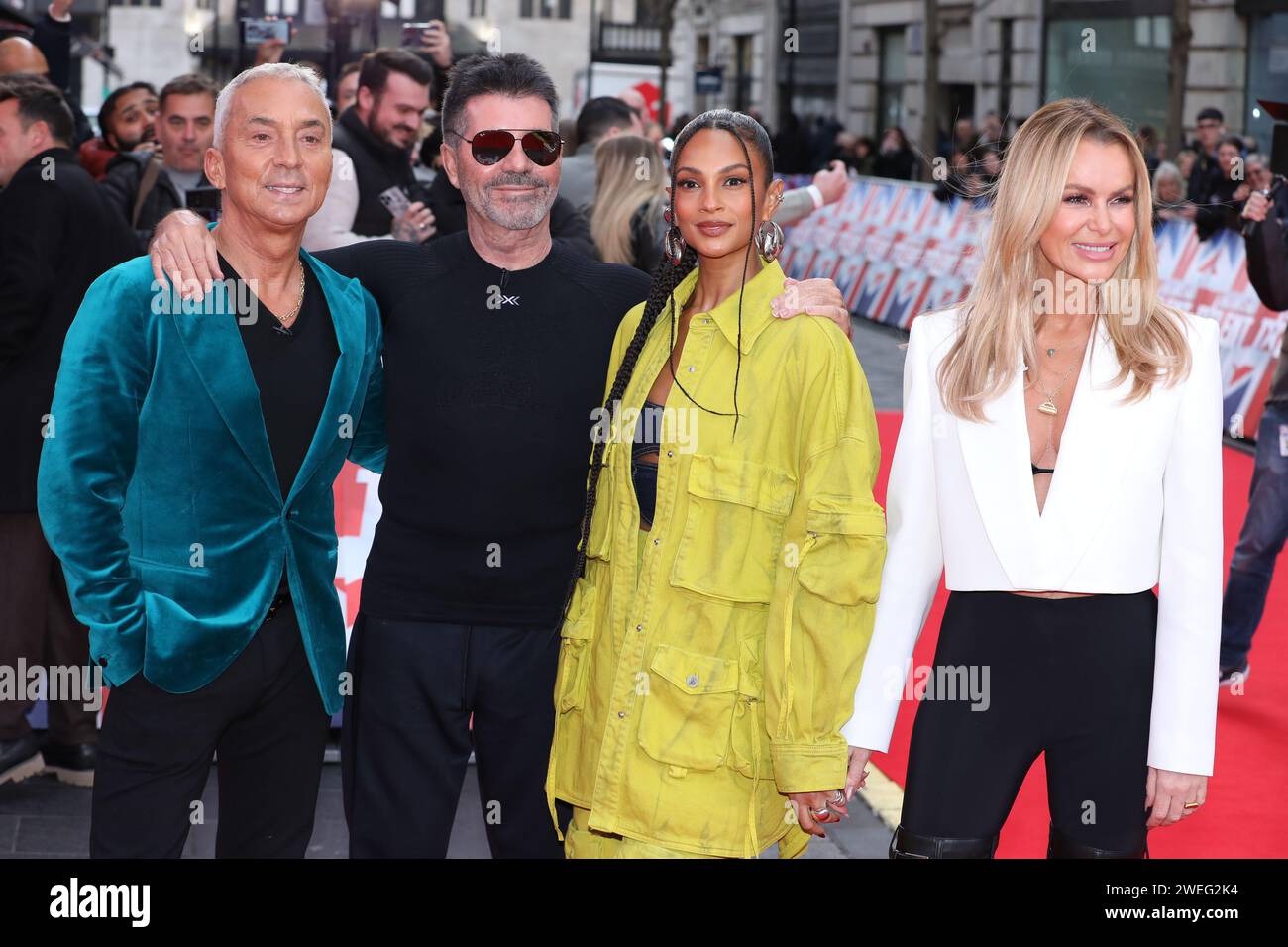 Simon Cowell, Alesha Dixon, Amanda Holden, Bruno Tonioli attend the red ...