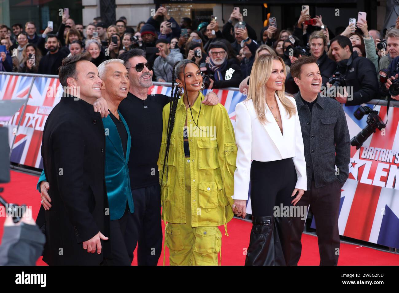 Simon Cowell, Alesha Dixon, Amanda Holden, Bruno Tonioli attend the red ...