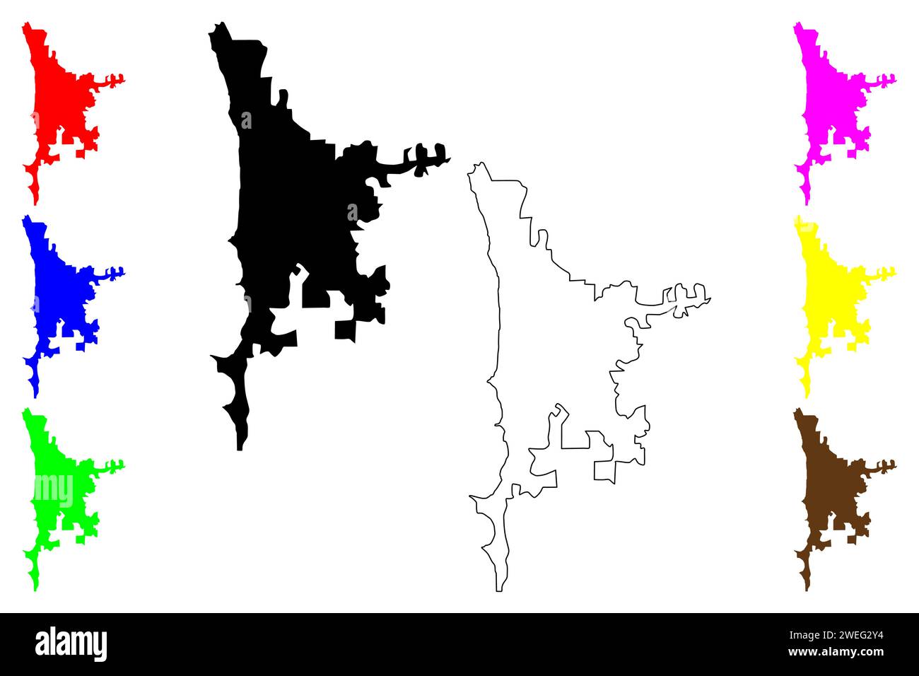 Perth city (Commonwealth of Australia, Western Australia) map vector ...