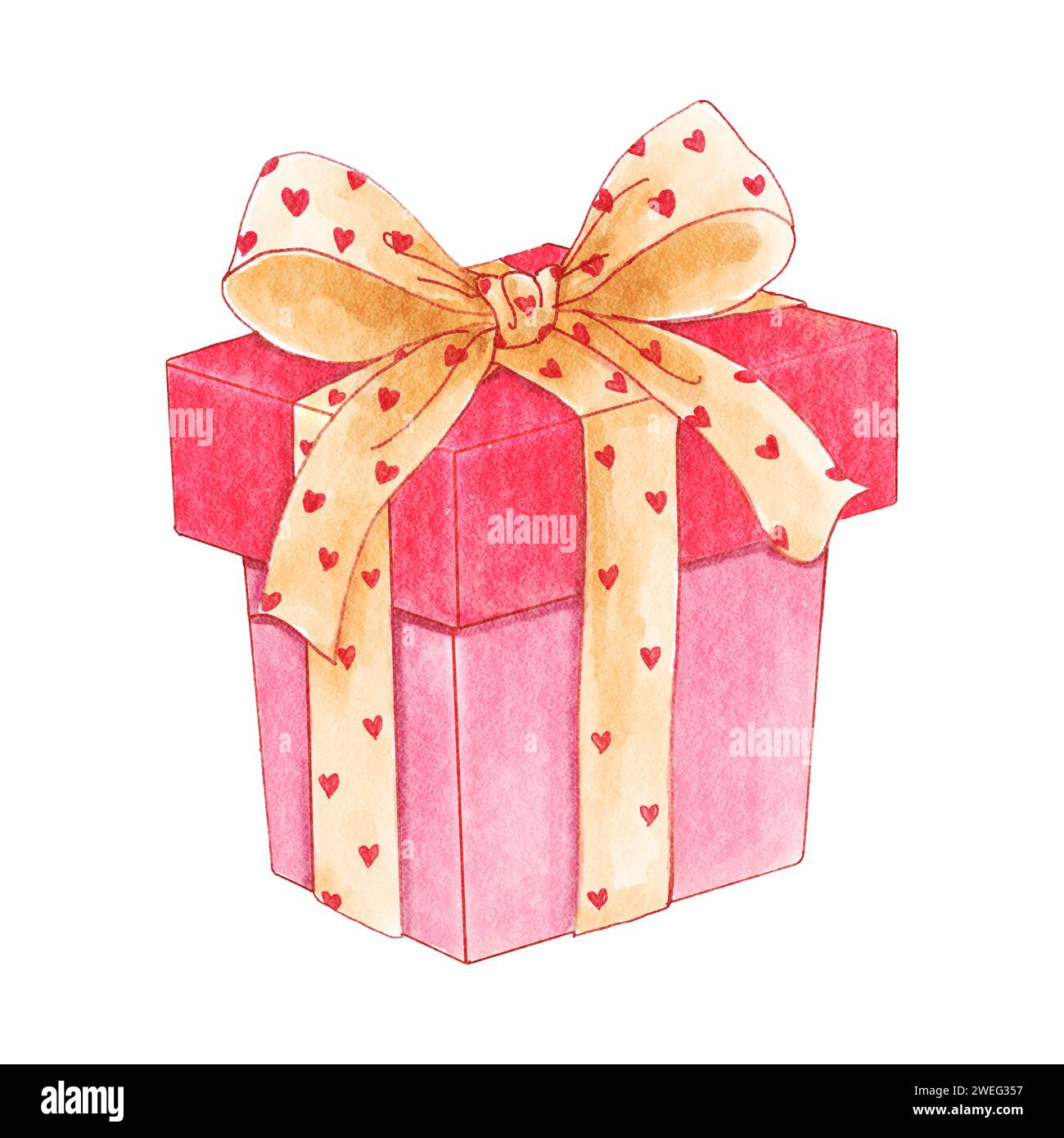 Gift box . Valentines day object . Watercolor painting elements ...