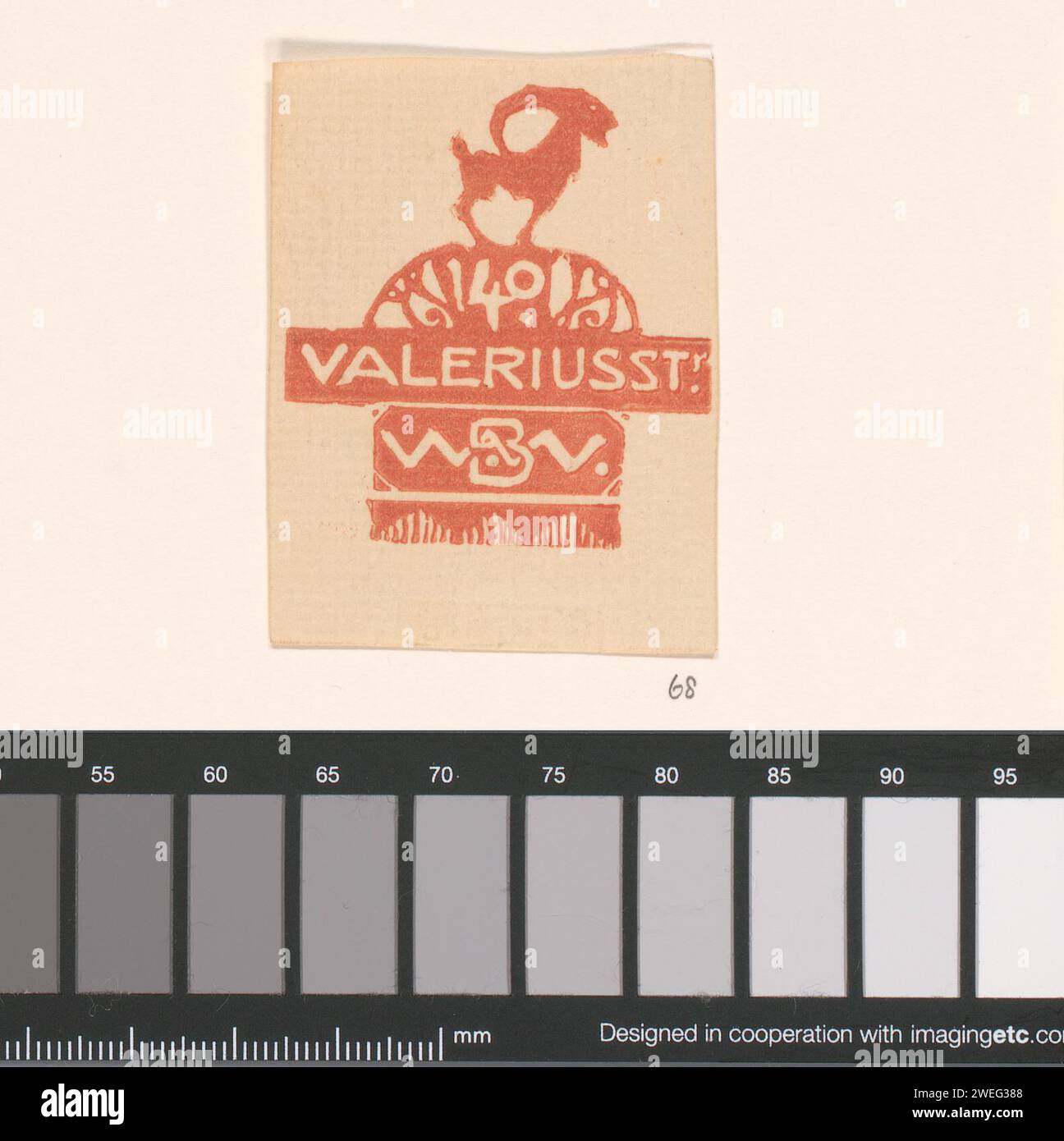 Vignet van Wierink with address Valeriusstraat 40, Bernard Willem Wierink, 1925 - 1939 print ...