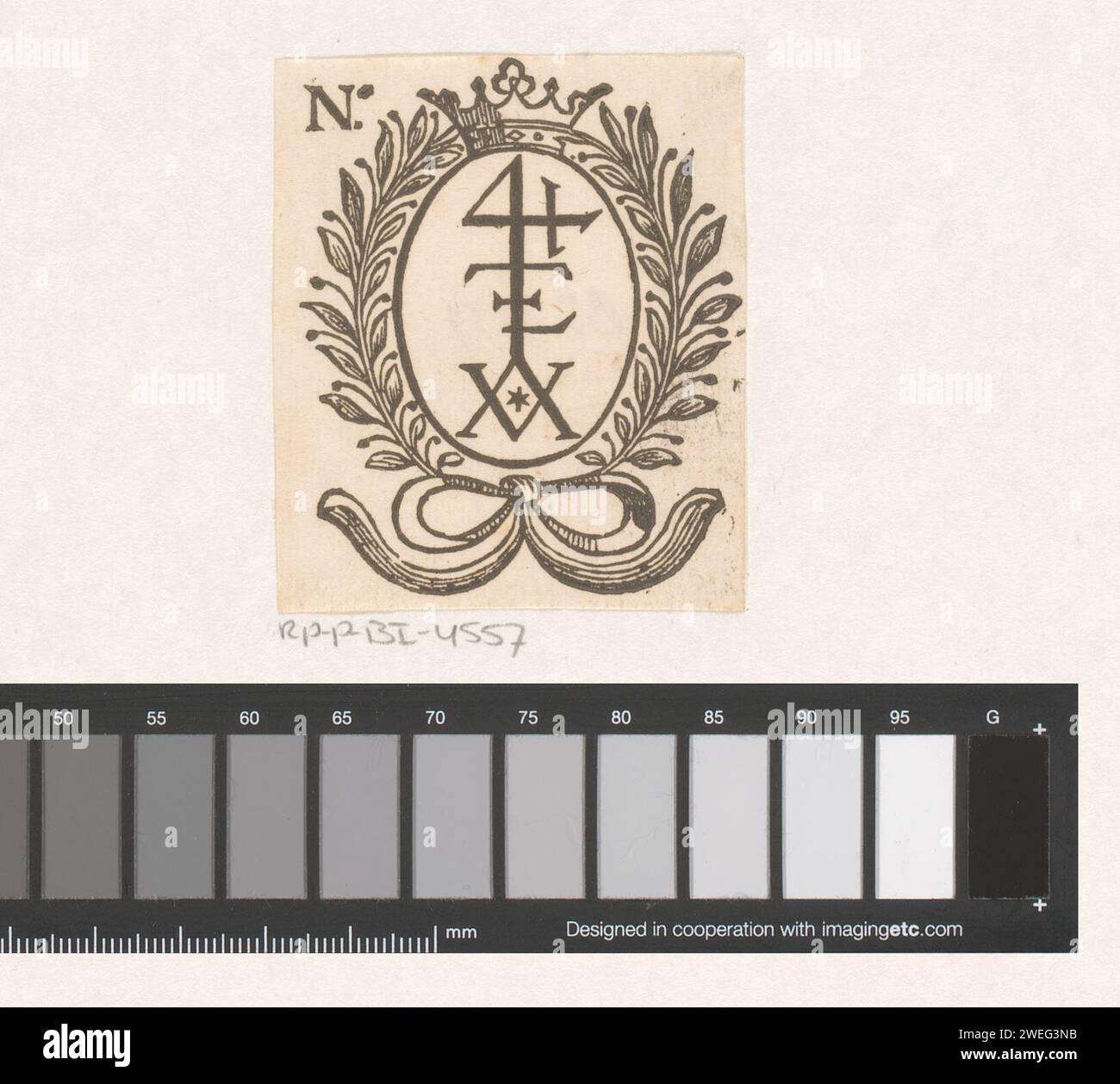 Vignette with a monogram and a crown, Anonymous, 1600 - 1699 print paper vignette. letter ...